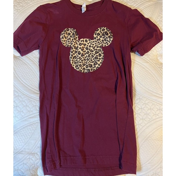 Mickey & Friends | Tops | Mickey Mouse Burgundy With Cheetah Print ...
